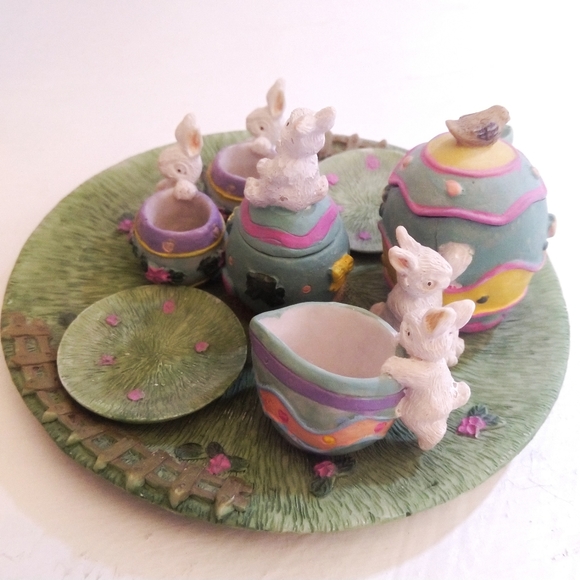 Toys | Mini Tea Set Rabbits Plates Cream Sugar Teapot Service | Poshmark